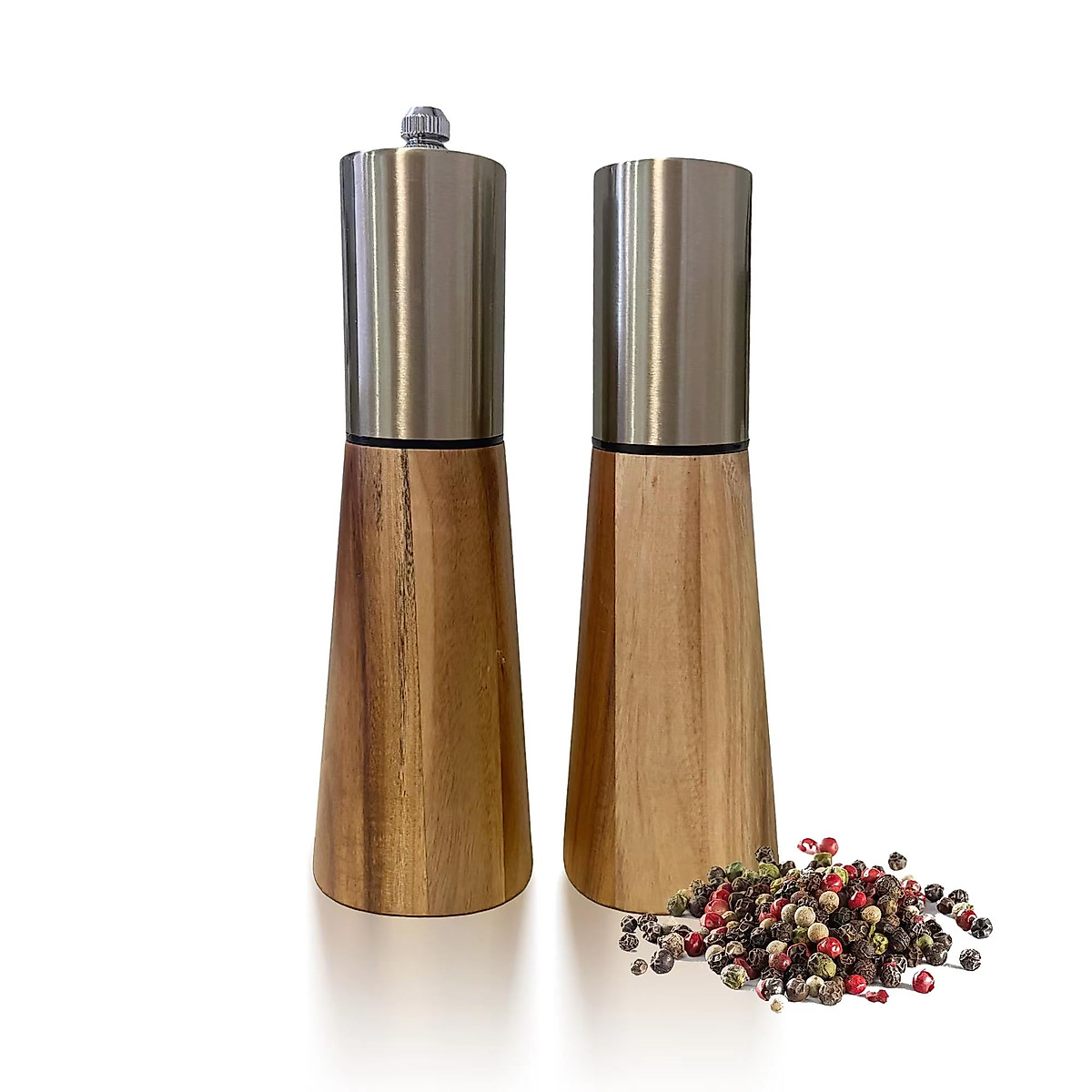 Salt and Pepper Grinder Set,Stainless Steel Manual Salt and Pepper Mill,Adjustable Thickness,Suitable For Kitchen,Barbecue,Picnic,2 Packs