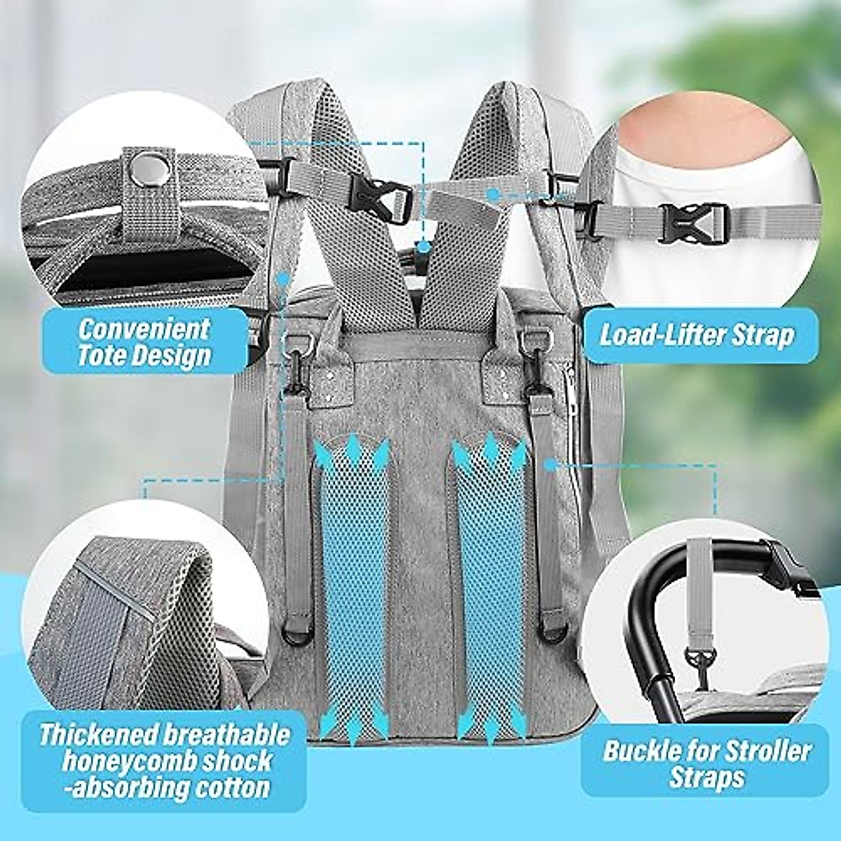 Fandiar Diaper Bag Backpack, Diaper Bag with Changing Station Baby Diaper Bags for Boys Girls Portable Large Capacity Waterproof Mommy Bag Bassinet Travel Backpack, Baby Shower Gifts