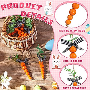 20 Pcs Wooden Bead Carrots Rustic Beaded Carrots Easter Decor for Tiered Tray Farmhouse Spring Tray Filler Easter Carrot Hanging Ornaments for Easter Spring Home Kitchen Decorations