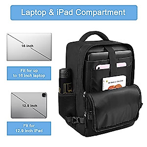 Hanples Large Travel Laptop Backpack for Men Women, Carry On Backpack, Hiking Backpack, Waterproof Durable Business Backpack with USB Charging Port, College Computer Bag, Fits 16 Inch Laptop