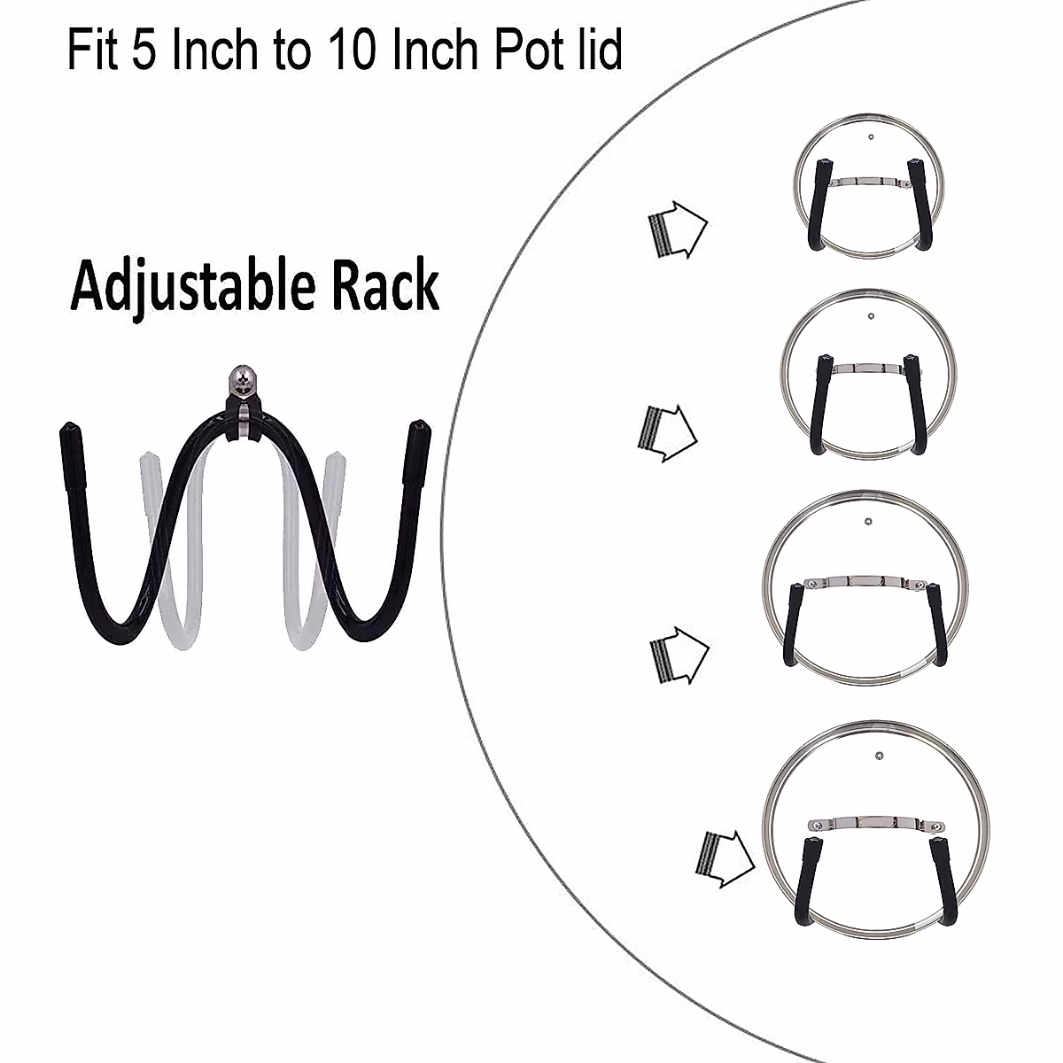 Cabinet Door Pan Lid Organizer, Set of 4, Wall Mount Pot Lid Rack Pot Lid Storage Rack Pan Covers Holder - No Scratch - No Pot Lid