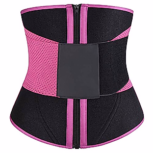 coastal rose Women Waist Trainer Cincher Belt Underbust Latex Corset Tummy Control Sweat Girdle Workout Slim Belly Band Rose Red XXL