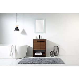 Fine Fixtures Phoenix 24 in. W x 18.5 in. D x 33.5 in. H Bathroom Vanity in Walnut with White Ceramic Sink [Full Assembly Required]