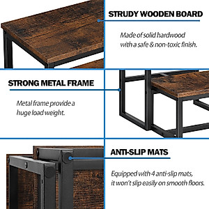 LIANTRAL Step Stools for Adults Kids, 3 in1 Heavy Duty Sturdy Two Step Stool, Supports Up to 500lb, Wooden Board Metal Frame, Foot Stool for High Bed Kitchen Bathroom - Rustic Brown