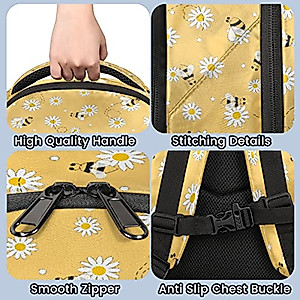 UOYO Bee Backpack for Toddler Girls, Honeybee Daisy School Book Bag with Chest Strap and Reflective Strip Travel Laptop Casual Shoulder Bags Outdoor Hiking Daypack