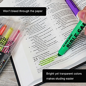 U.S. Office Supply Bible Safe Gel Highlighters, 6 Pack Set - 6 Different Bright Neon Fluorescent Highlight Colors Yellow, Orange, Pink, Purple, Green, Blue - Won't Bleed, Fade or Smear - Study Guide