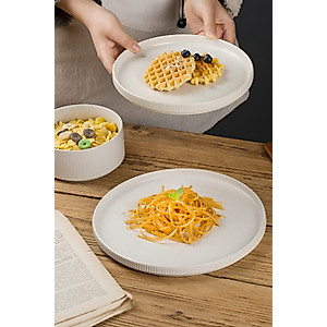 Famiware Star Dinnerware Sets, Plates and Bowls Set for 4, 12 Piece Dish Set, Full Glaze Matte White