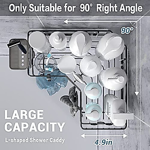 AKTECKE Corner Shower Caddy, 2 Pack Adhesive Shower Corner Organizer Shelves, No Drilling Stainless Steel Shower Storage Rack with Hooks&Toothpaste Holder for Bathroom, Dorm and Kitchen