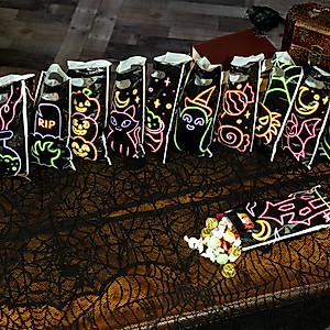 JOYIN 72 Pcs Halloween Candy Bag See Through Design with 12 Different Characters Halloween Treat Bag for Candy Bags, Small Trick or Treat Bags, Plastic Goodie Bags Halloween Party Favors