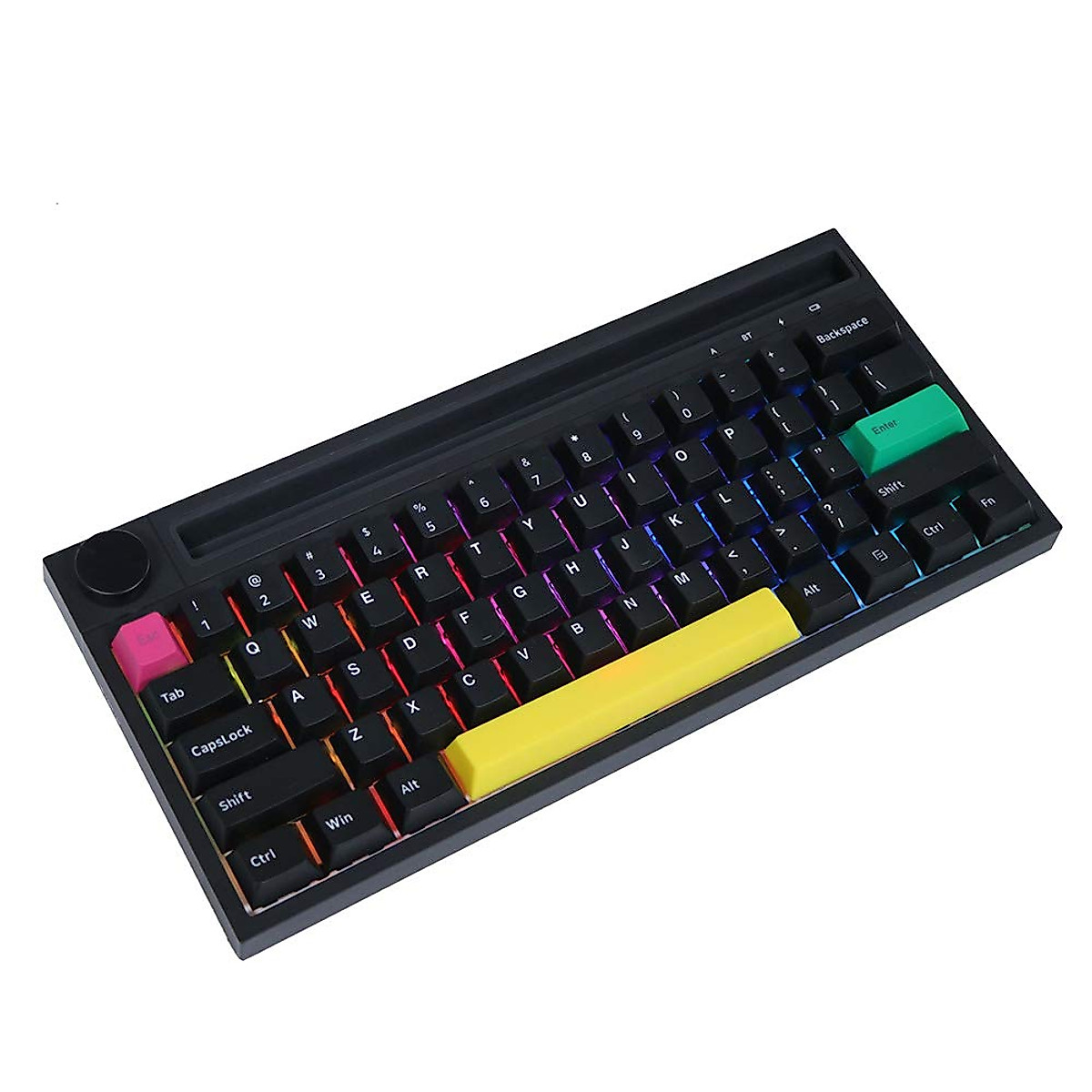 EPOMAKER Ajazz K620T 60% RGB Bluetooth Wireless Wired Mechanical Keyboard with 4400mAh Battery, PBT Keycaps, Wheel Volume Button for MacOS/Windows/iOS/Android (Ajazz Blue Switch, Black)