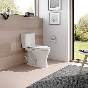 TOTO CST746CEMFG#01 Drake Two-Piece Elongated Dual Flush 1.28 and 0.8 GPF Universal Height DYNAMAX TORNADO FLUSH Toilet with CEFIONTECT, Cotton White