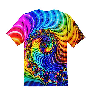 YAJOOEY Colorful 3D Tshirt for Boys Girls Tie Dye Print Cool Tee Shirts for Kids 8-10 Years