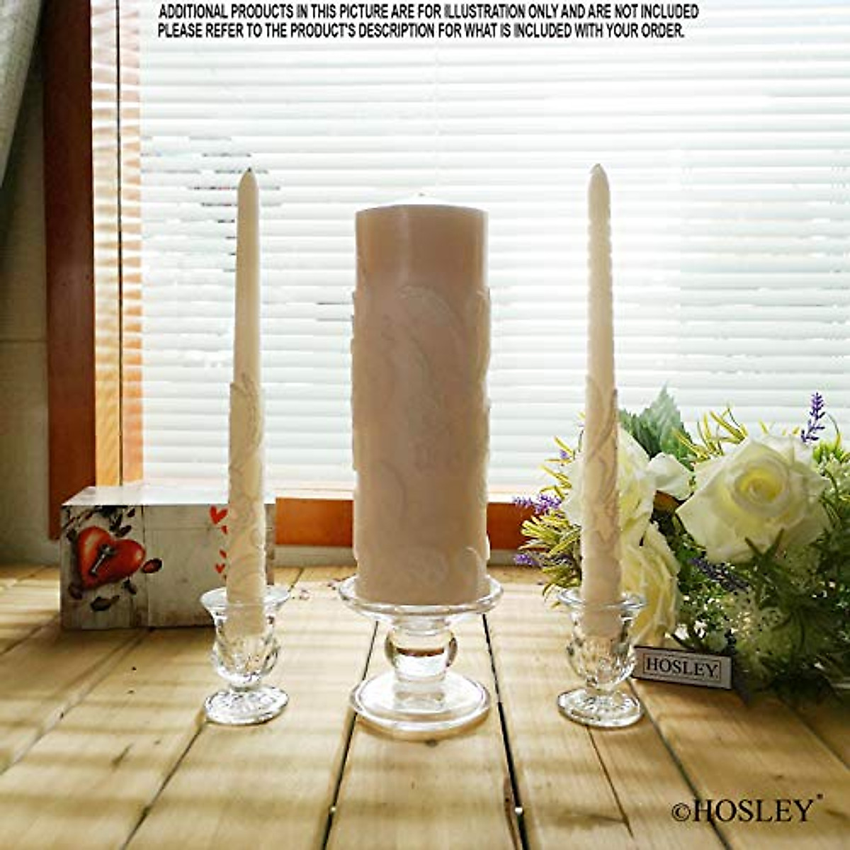 Hosley 11.50 Inch High Cream Wedding Unity Candle Set Includes 1 Pillar and 2 Taper Candles Great for Weddings as Well as Special Events and Emergency Lighting or for Reiki Spa Meditation