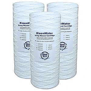 KleenWater 4.5 x 10 Inch String Wound Water Filter Cartridges, 20 Micron, Compatible with Aqua-Pure AP814, Pentek WP5BB97P, Made in the USA