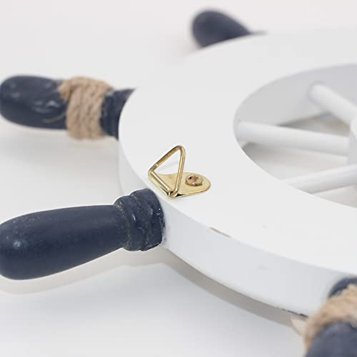 Hooshing Boat Steering Wheel Decor Wooden Mediterranean Style Crafts Rudder Wall Decoration Fishing Net for Wall Door Home Office White