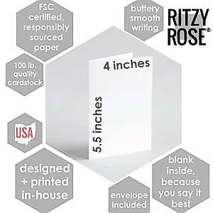 Mazel Tov Congratulations Greeting Cards - 24 Cards w/White Envelopes - Colorful Jewish Bar Mitzvah Designs - Stationery Printed in the USA by RitzyRose (Water Colors)