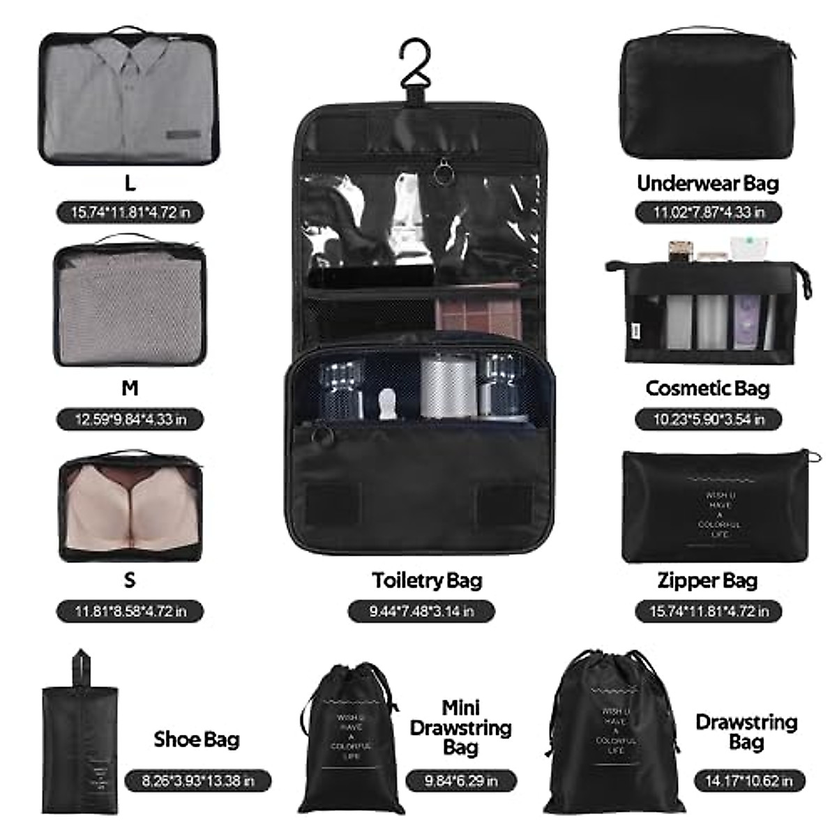 Packing Cubes 10 Sets Luggage Packing Organizers for Travel Accessories，Cenivi Travel Essentials，Including Waterproof Shoe Storage Bag Convenient Packing Pouches Clothing Underwear Bag for Traveller