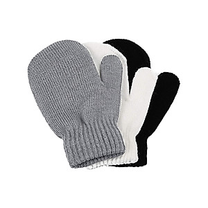 SATINIOR 3 Pairs Toddler Magic Stretch Mittens Little Girls Soft Knit Mitten Baby Boys Winter Knitted Gloves