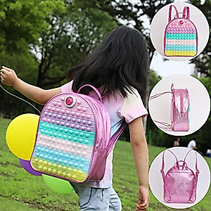 VERPALACE Fluorescent Fidget Toy Pop Backpack for Girls Birthday Gift Fidget Backpack for Kids with LED Lights Stress Relief ,Suitable for Button Cell Ithium Cell CR1220 3V (Batteries not Included)