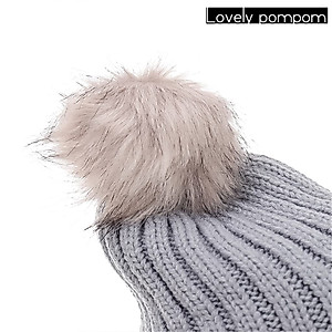 KLKKK Winter Beanie Gray Hat Synthetic Hair with Hair Extension Heat retention Vertical for Women Straight Hair Wavy Hair (Color : Gray, Size : Straight)