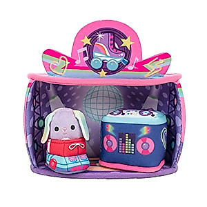 Squishville by Original Squishmallows Rock and Roller Disco Playset - Includes 2-Inch Danya The Bunny Plush, Roller Skates, DJ Booth, and Skating Rink Playscene - Toys for Kids