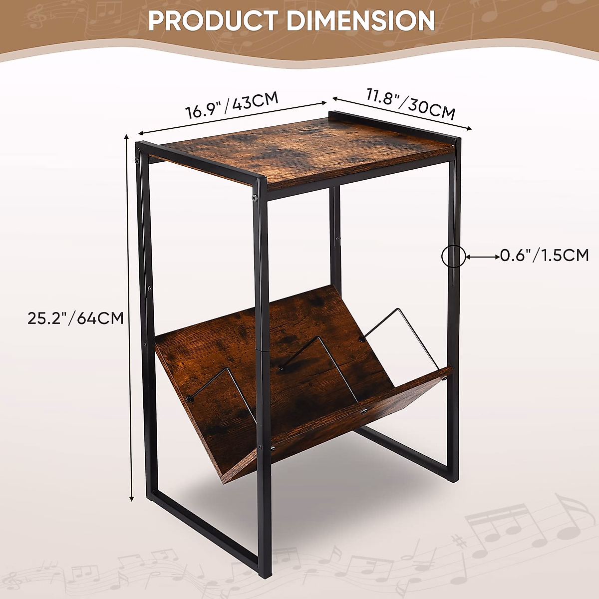 DACK Record Player Stand with Vinyl Storage,Matte Black Metal Turntable Stand, Sturdy Record Player Cabinet for Living Room Bedroom Office