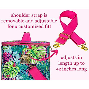 Steel Mill & Co 4 Bottle Wine/Champagne Cooler Tote, Insulated Cooler Bag, Soft Cooler with Secure Zip Close, Collapsible Cooler for Beach or Grocery, Tropical Leaf