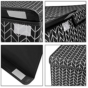 Extra-Large Toy Chest Box Bin Storage with Double Lid 30"x 16" x 16", Collapsible Sturdy Toy Storage Boxes Basket with Handles for Boys, Girls, Nursery, Playroom, Closet, Bedroom and Office(Black)