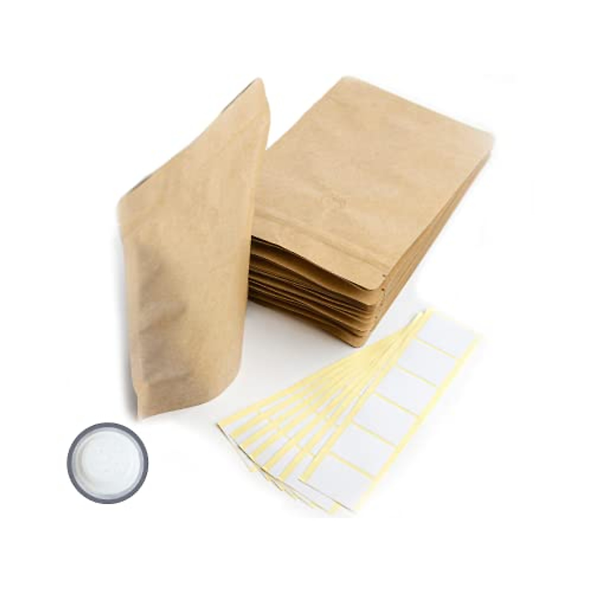 Kraft Coffee Bags with Valve Pack of 40 - Up to 326 grams (11.5 oz) - Size 6x10 Inches – Resealable Beans Storage with Vented Degassing Valve – Coffee Bean Sacks – 8 oz Coffee Packaging Bags