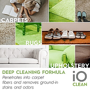 iO CLEAN Concentrate Carpet Cleaner Shampoo (33.8 FL OZ) – Deep Cleaner & Deodorizer – Alone or Machine Use – Stain Remover and Odour Eliminator – For Carpets Rugs and Upholstery
