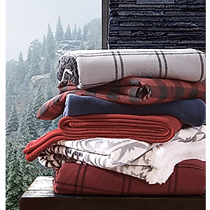 Eddie Bauer - Throw Blanket, Reversible Sherpa Fleece Bedding, Home Decor for All Seasons (Clyde Hill Stripe, Throw)