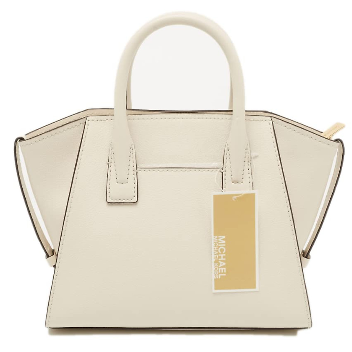 Michael Kors Avril Small Top Zip Slouchy Satchel Crossbody Light Cream White