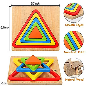 Toddler Puzzles Wooden Toys Montessori Shape Sorting Puzzle Sensory Toys Toddlers Activities Preschool Learning Early Educational Travel Autistic Montessori Toys 1 2 3 Year Old Age 1-3