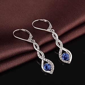 Jiamiaoi Dangle Drop Earrings for Women 925 Sterling Silver Infinity Earrings Silver Drop Earrings Women Cubic Zirconia Earrings Dangle Jewelry for Women