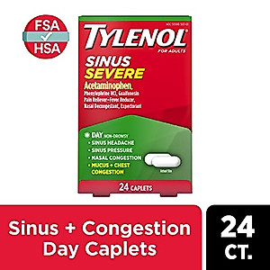 Tylenol Sinus Severe Daytime Caplets with Acetaminophen, Guaifenesin & Phenylephrine HCl, 24 ct