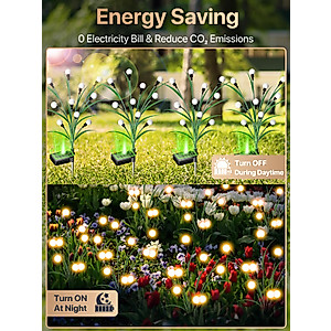 ONTROAD Solar Garden Lights, New Upgraded Leaf Design 20 LED Solar Firefly Lights, Solar Garden Lights Outdoor Waterproof, Firefly Lights Solar Outdoor Decorations for Patio Yard, Warm White (2 Pack)