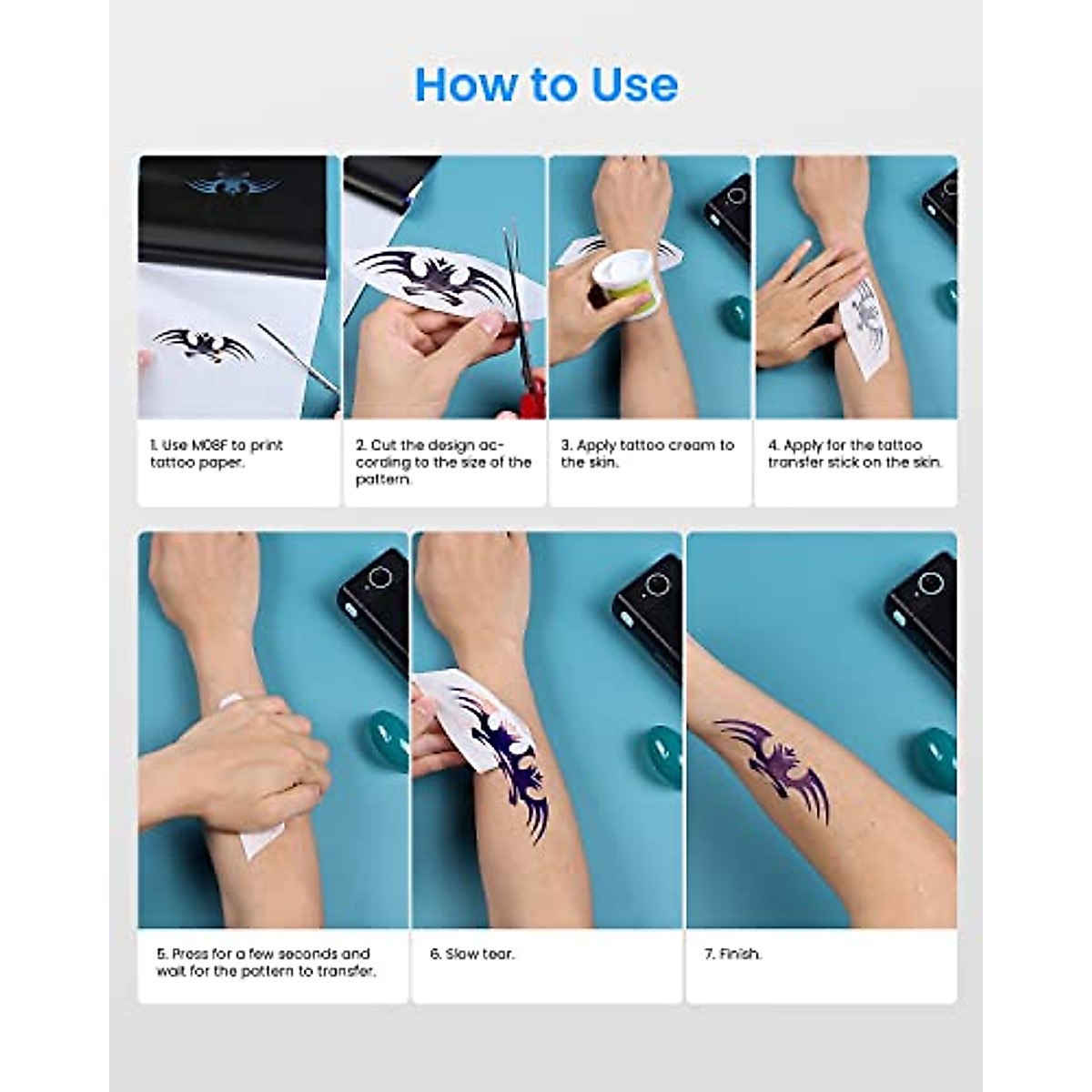 Phomemo Tattoo Transfer Paper - 100 Sheets A4 Size, Thermal Stencil Paper for Tattoo Transfer Kit - Commercial & Personal Use, DIY Tattoo Tracing Paper Compatible with M08F Printer & Tattoo Supplies