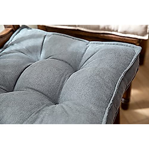 vctops Corduroy Striped Square Chair Cushion Pad Solid Tufted Seat Cushion Pads for Dining Chairs, Office Chairs, Car, Floor, Outdoor, Patio (Grey,18"x18"x3")