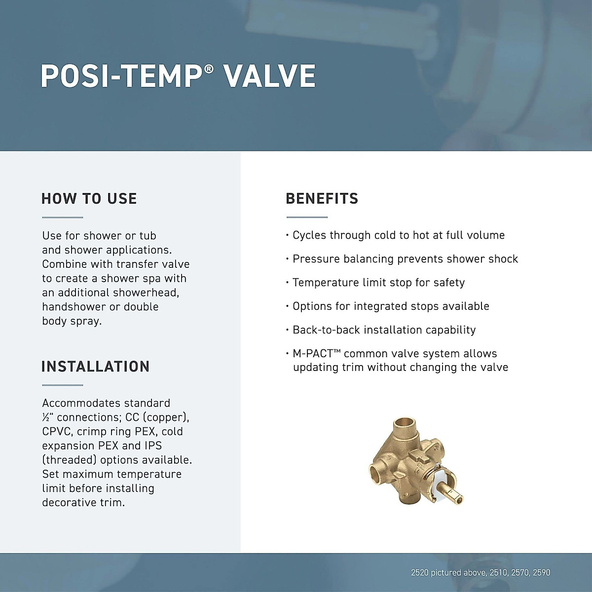 Moen Gibson Matte Black Posi-Temp Pressure-Balancing Modern Valve Handle Only Trim, Valve Required, T2901BL