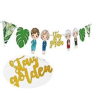 HOMEZZO Golden Girls Themed Party Banner, Stay Golden Hanging Decorations Party Sign for Girls Party