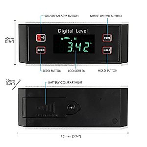 Digital Angle Finder Magnetic Table Saw Angle Finder Tool, Digital Inclinometer with Backlight Digital Protractor Bevel Level Gauge, Woodworking Measuring Tool, Level Box for Hanging 0~360 degree