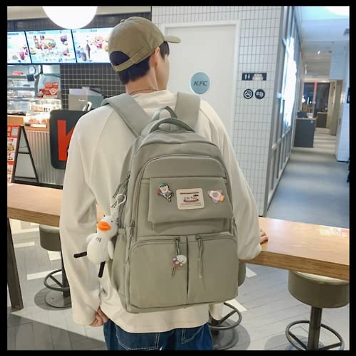 RRRWEI Kawaii Backpack With Kawaii Pin And Accessories Cute Backpack School Backpack For Teens Girls Aesthetic Backpack (green)