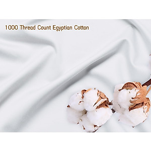 1000 Thread Count 100% Egyptian Cotton Pillowcases for Sleeping,Satin Pattern White, Envelope Closure Pillowcase Silk Soft Bed Pillow Cover(2 Pcs Standard 20"x26", White)…