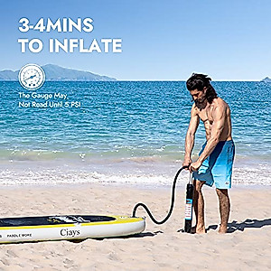 Ciays Inflatable Paddle Board with SUP Accessories of Backpack, 1 Fins, 2 Bags, Leash, Adjustable Paddles, Waterproof Bag, and Hand Pump, 10’5x30’’x6’’ Stand Up Paddleboard Yellow