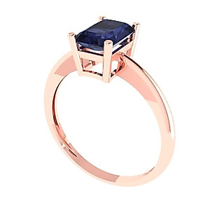 Clara Pucci 1.0 ct Radiant Cut Solitaire VVS1 Blue Sapphire Wedding Bridal Designer Anniversary Engagement Ring 14k Rose Gold 5.25