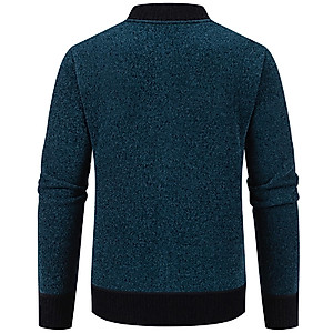 Mylldey Mens Casual Full Zip Cardigan Sweaters Cable Knit Jacket Sweater Men, US Size(Navy-XXL)