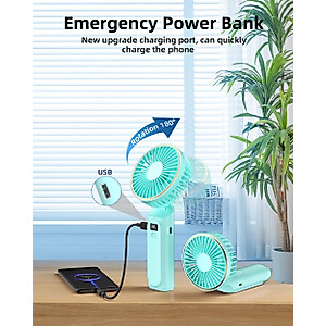 TUNISE Portable Handheld Fan, Neck Fan, 4000mAh Desk Fan, 180° Adjustable, 6 Speed Wind, Display Electricity in Real Time, USB Rechargeable Foldable Fan, Quiet Personal Fan as Power Bank