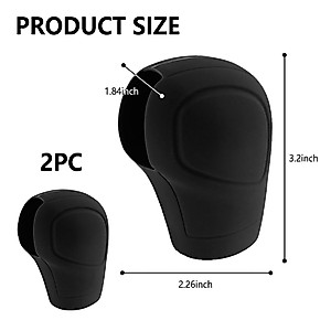 IHOTDER 2PCS Car Gear Shift Cover - Silicone Auto Gear Shift Knob Cover - Preventing Automatic Shifter Knobs Aging - Universal Car Interior Decor Accessories for Women or Man (Black)