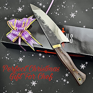 Vetus Multipurpose Chefs Knife with Finger Guard|8 inches 12C27 Stainless Steel Super Sharp Chefs Knives| Ergonomic Wangy Handle Comes With Saya and Gift Box