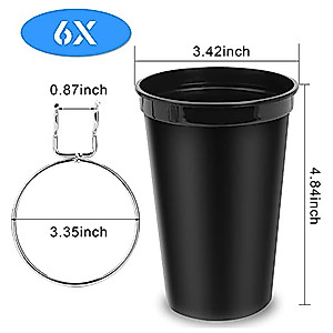 Pegboard Bins with Rings 6 Sets, Pegboard Ring Styles Hooks, Pegboards Cups Holder for Accessories, Pencils, Craft Tools, and Other Assortments Organizing (2021 Black)